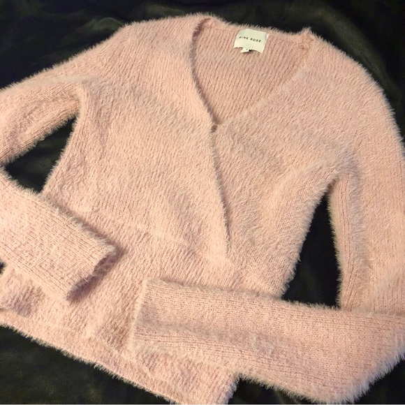 Pink Rose | Sweaters | Fuzzy Soft Pink Cropped Sweater By Pink Rose ...